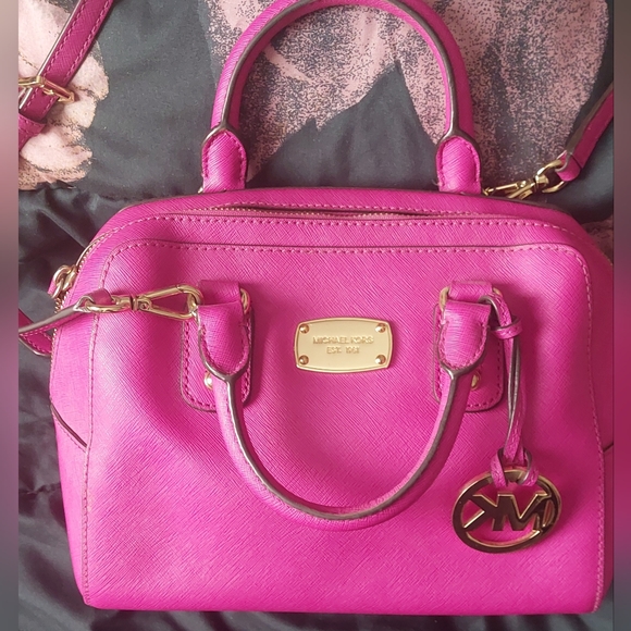 Bags | Michael Kors Hot Pink Raspberry Satchel | Poshmark